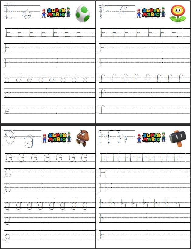26 Super Mario Alphabet Worksheets, Upper & Lowercase, Preschool ...