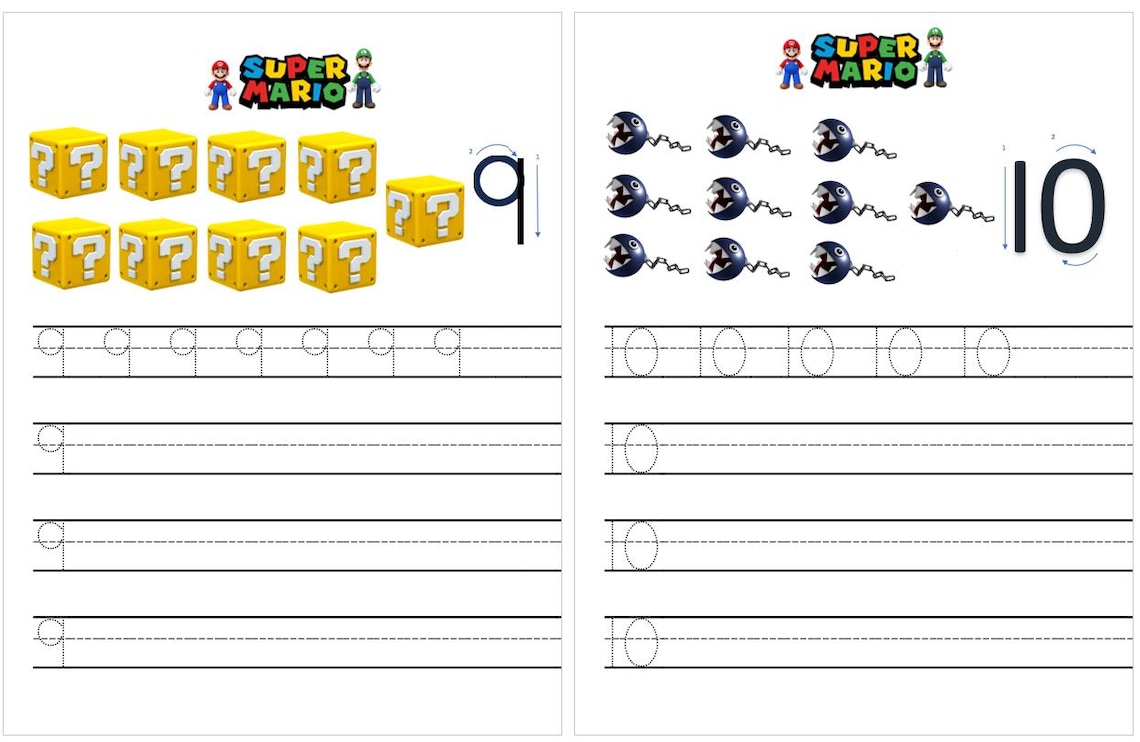 10 Super Mario Number Worksheets, Preschool, Kindergarten, Learning ...
