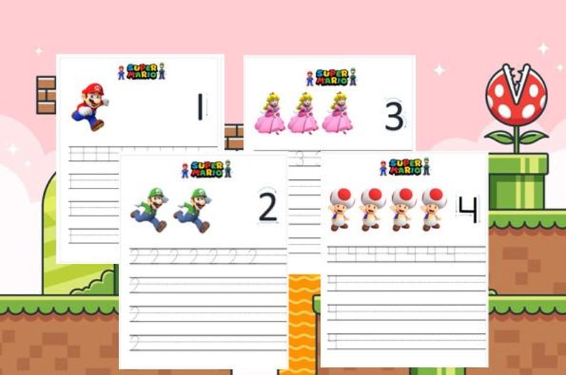 10 Super Mario Number Worksheets, Preschool, Kindergarten, Learning ...