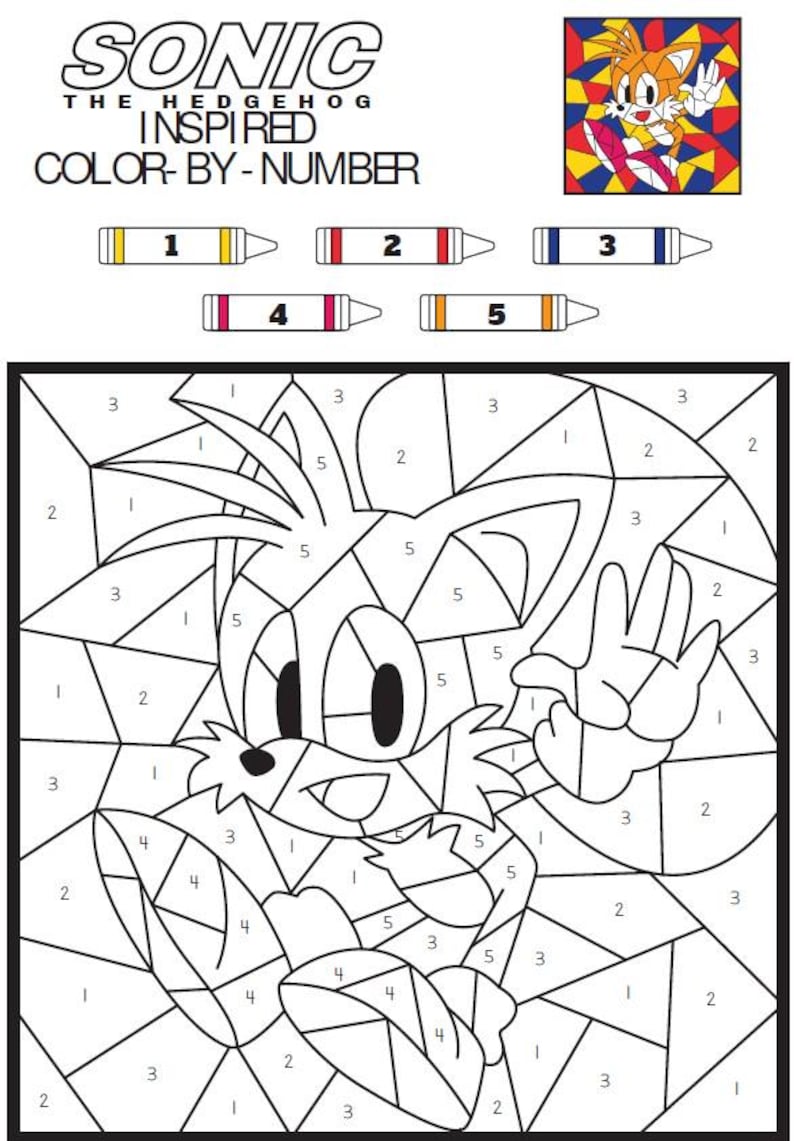 8 Sonic the Hedgehog Color by Number Worksheets, Preschool ...