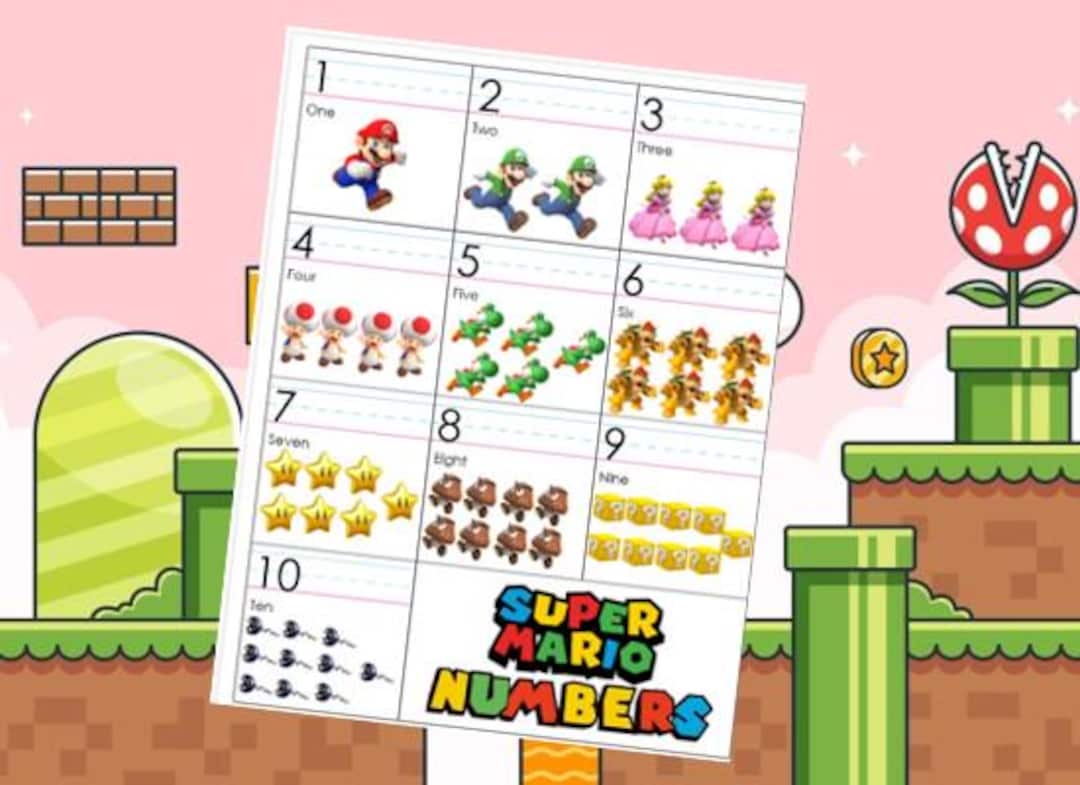 Super Mario Numbers Chart Printable Page | Printable Preschool Nursery ...