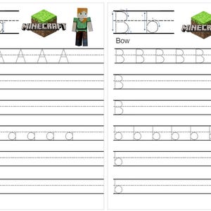 26 Minecraft Alphabet Worksheets, Upper & Lowercase, Preschool ...