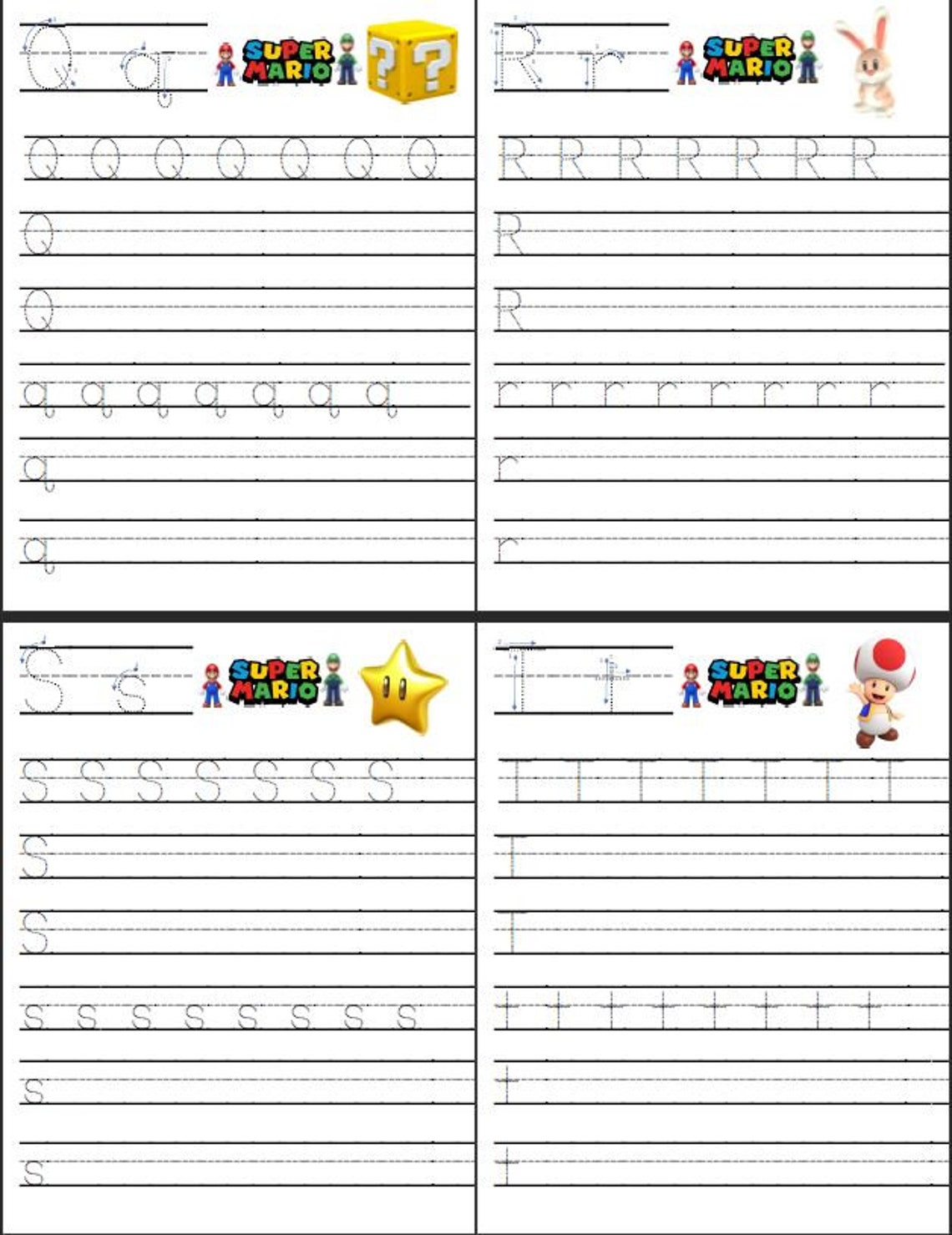 26 Super Mario Alphabet Worksheets, Upper & Lowercase, Preschool ...