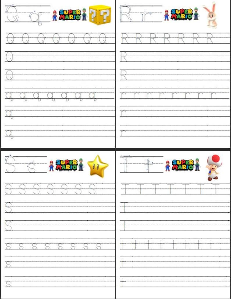 26 Super Mario Alphabet Worksheets, Upper & Lowercase, Preschool ...