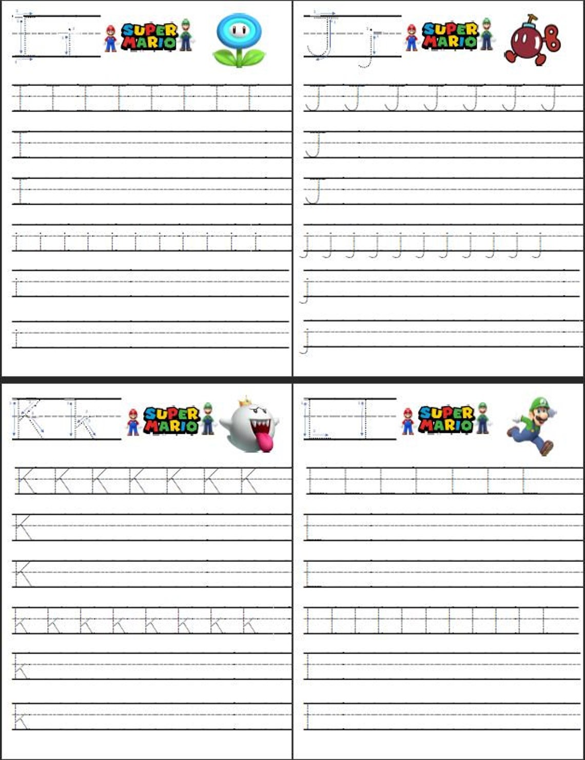 26 Super Mario Alphabet Worksheets, Upper & Lowercase, Preschool ...