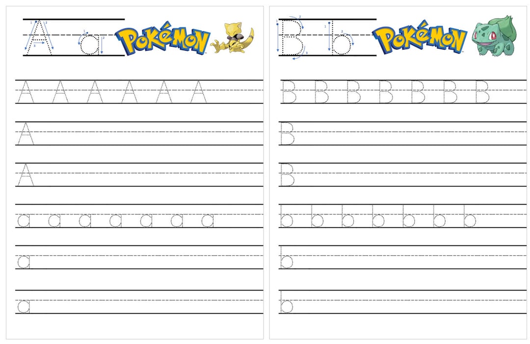 26 Pokemon Worksheets, Upper & Lowercase, Preschool, Kindergarten ...