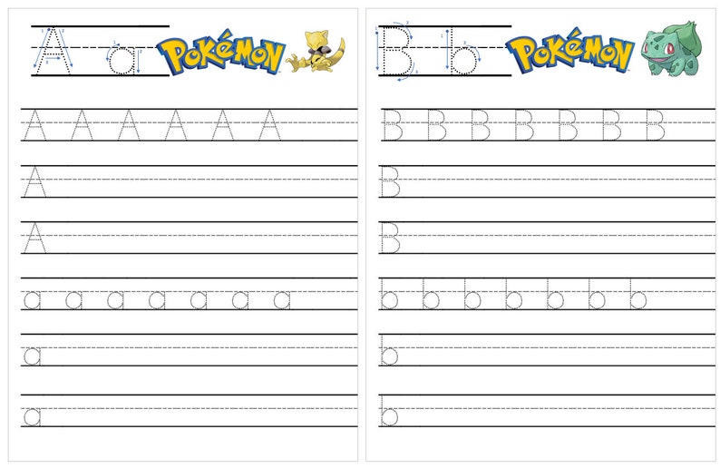 26 Pokemon Worksheets, Upper & Lowercase, Preschool, Kindergarten ...