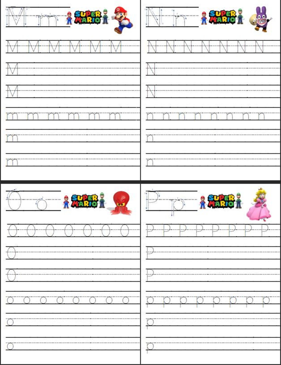 26 Super Mario Alphabet Worksheets, Upper & Lowercase, Preschool ...