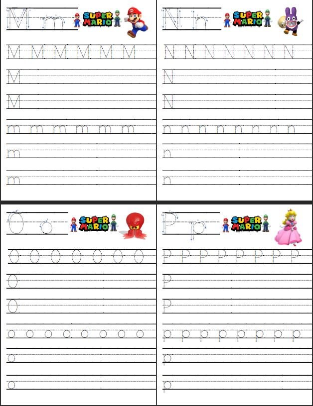 26 Super Mario Alphabet Worksheets, Upper & Lowercase, Preschool ...