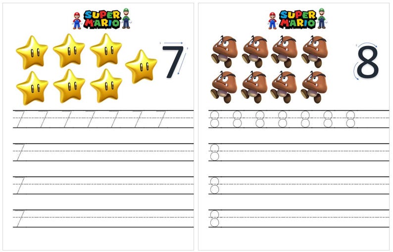 10 Super Mario Number Worksheets, Preschool, Kindergarten, Learning ...