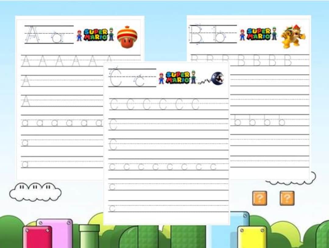 26 Super Mario Alphabet Worksheets, Upper & Lowercase, Preschool ...