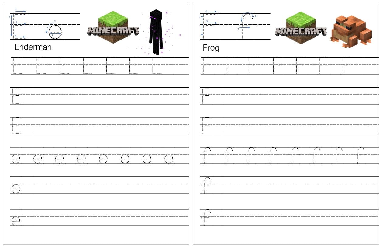 26 Minecraft Alphabet Worksheets, Upper & Lowercase, Preschool ...