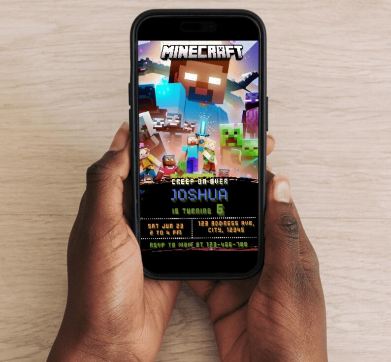 Minecraft Birthday Invitation Template - Etsy
