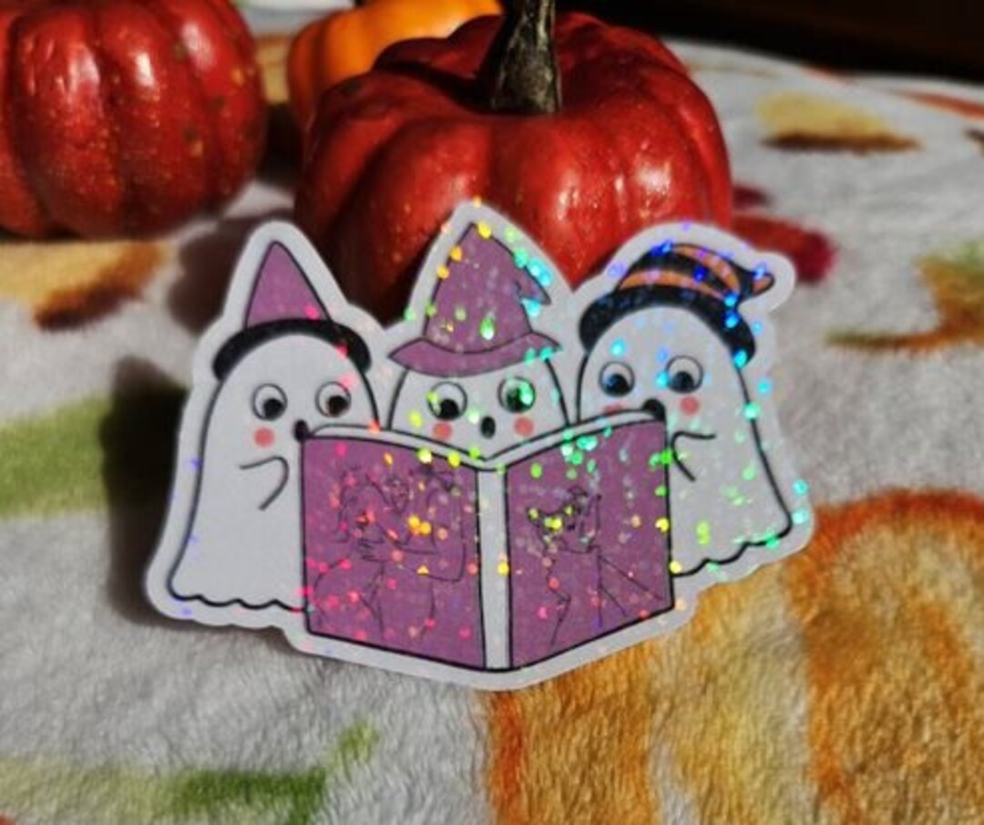 Bookish Ghosts Holographic Sticker - Etsy