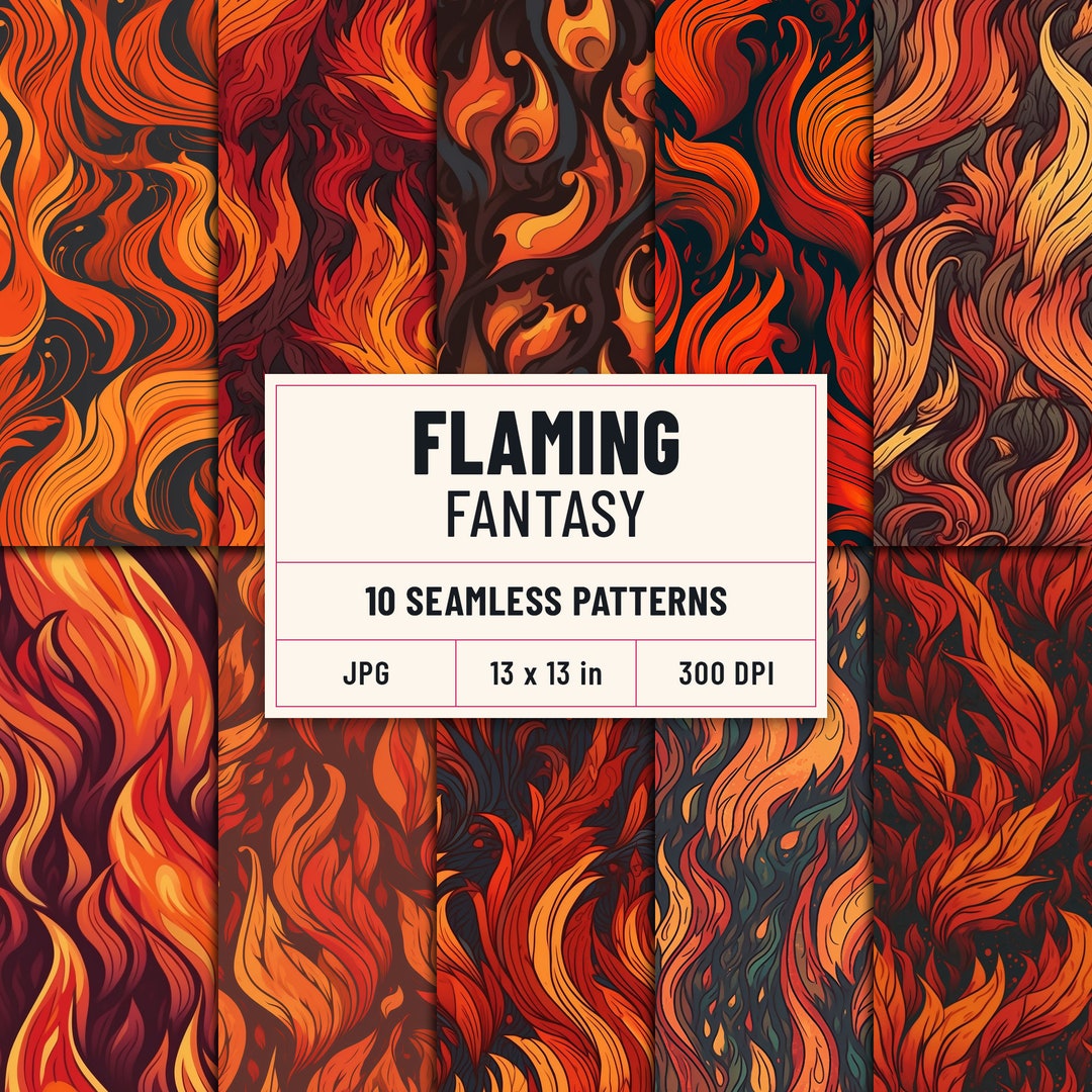 Flaming Fantasy Patterns Seamless Collection, Printable Images Seamless ...