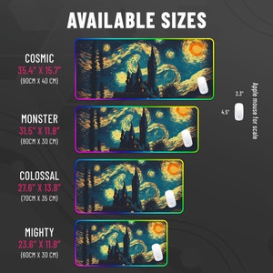 Starry Night Castle Desk Mat, Gaming LED Mouse Pad, Cute Desk Mat With ...