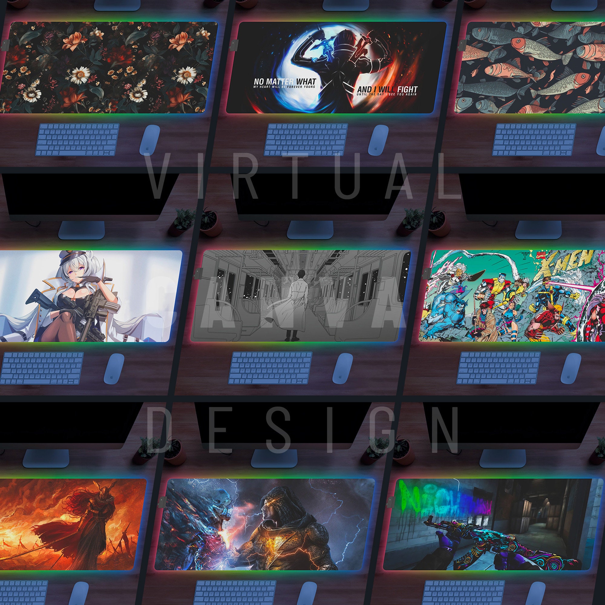 Custom Desk Mat Gaming Mouse Pad LED With Non-slip Base - Etsy UK