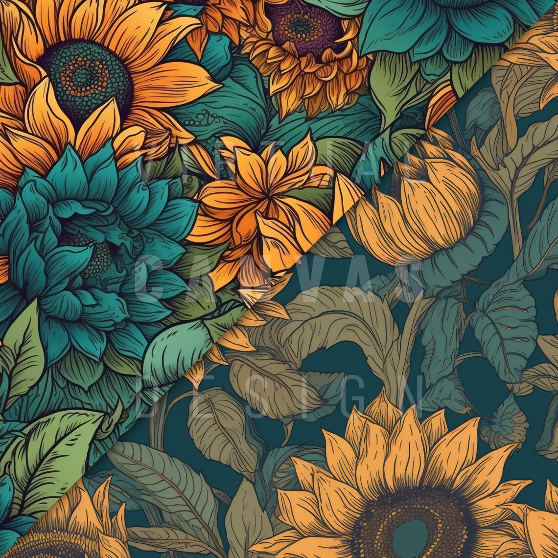 Sunflower Harmony Patterns Seamless Collection Printable - Etsy