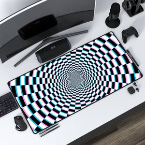 Optical Illusion Checkered Mouse Pad, Colorful Spiral Desk Mat, Eye ...