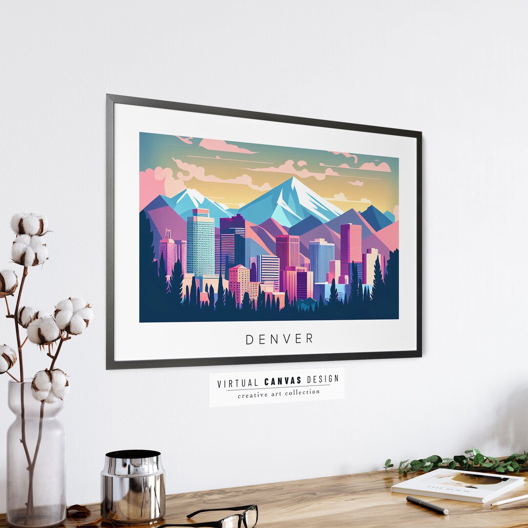 Denver Cityscape Digital Art Print, Digital Download Printable, Denver ...