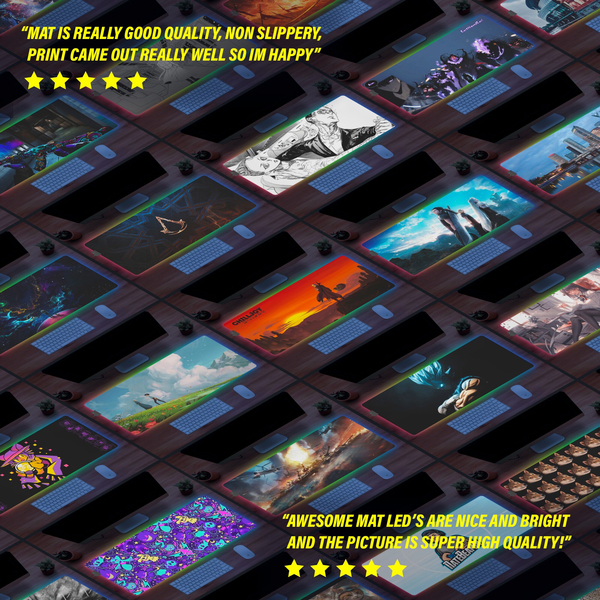 Custom LED Gaming Desk Mat: Wireless Charging, Personalized Mouse Pad ...