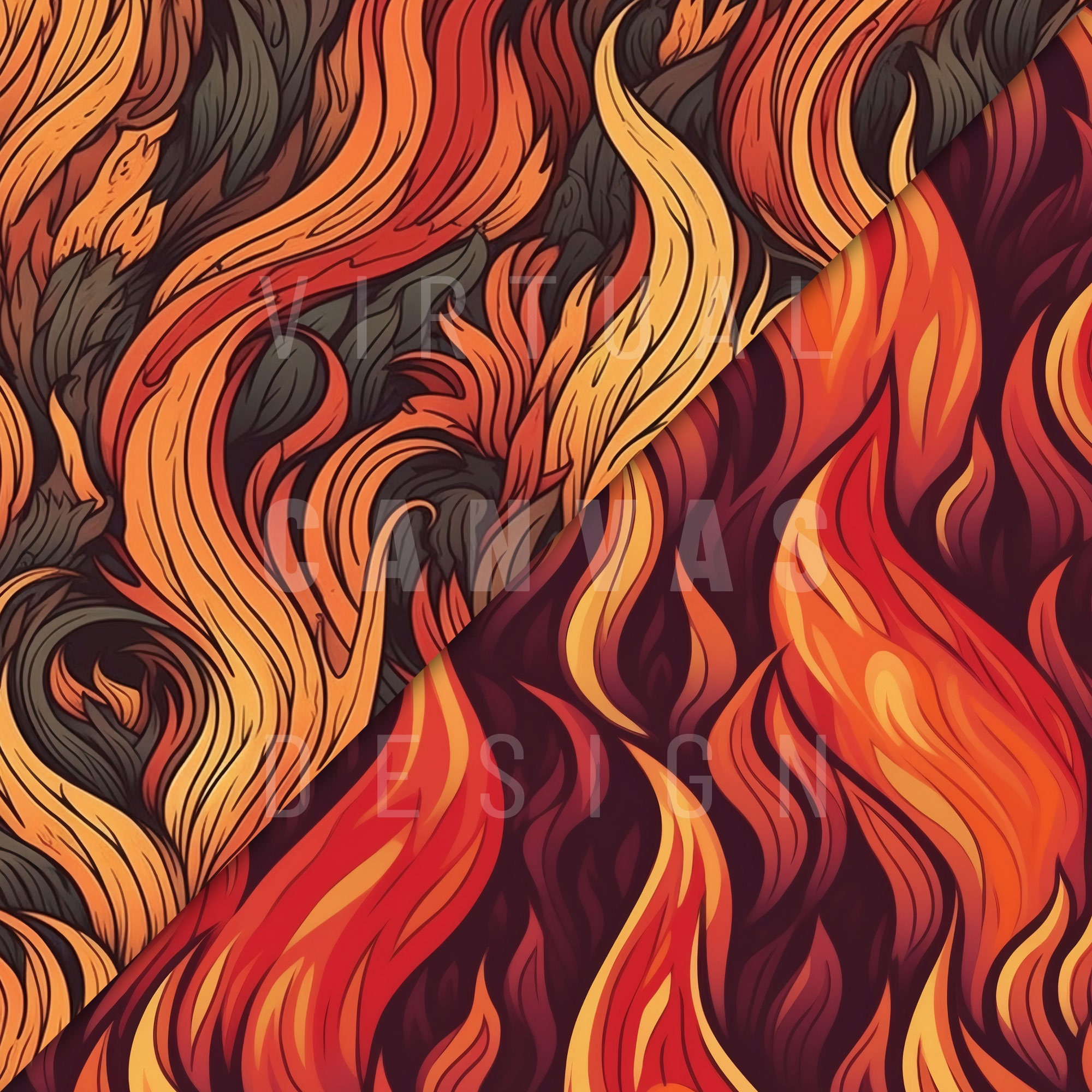 Flaming Fantasy Patterns Seamless Collection Printable Images - Etsy