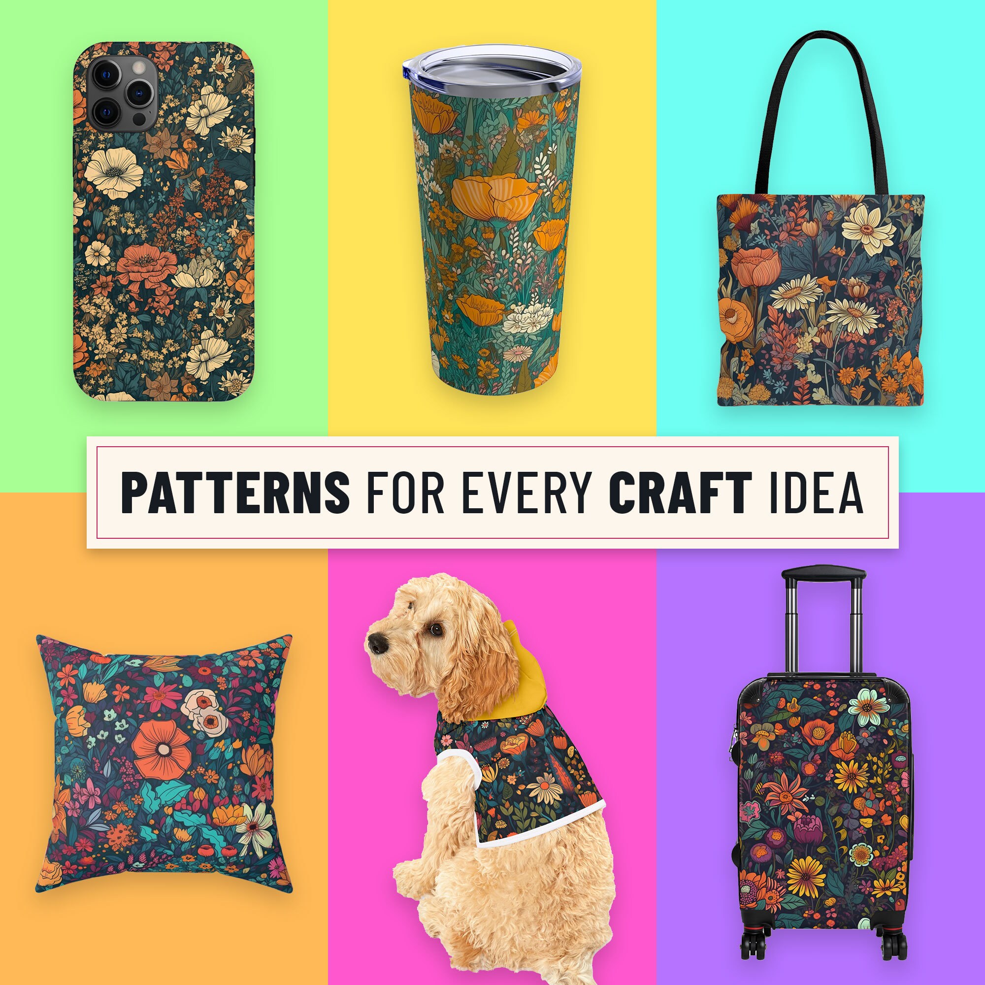 Flower Fields Patterns Seamless Collection, Printable Images Seamless ...