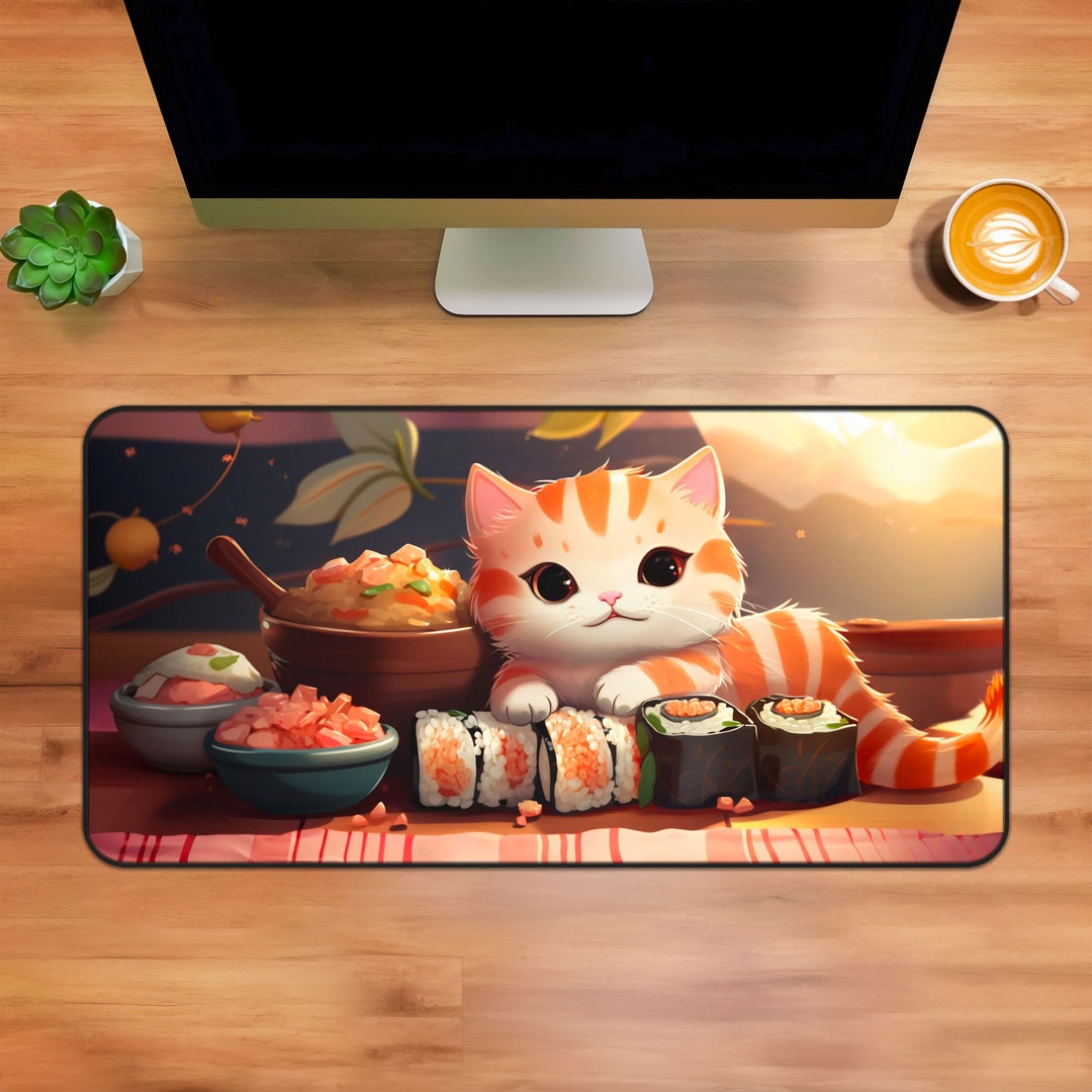 Sushi Kitty Mouse Pad, Cute Anime Desk Mat With Non-slip Base, Unique ...