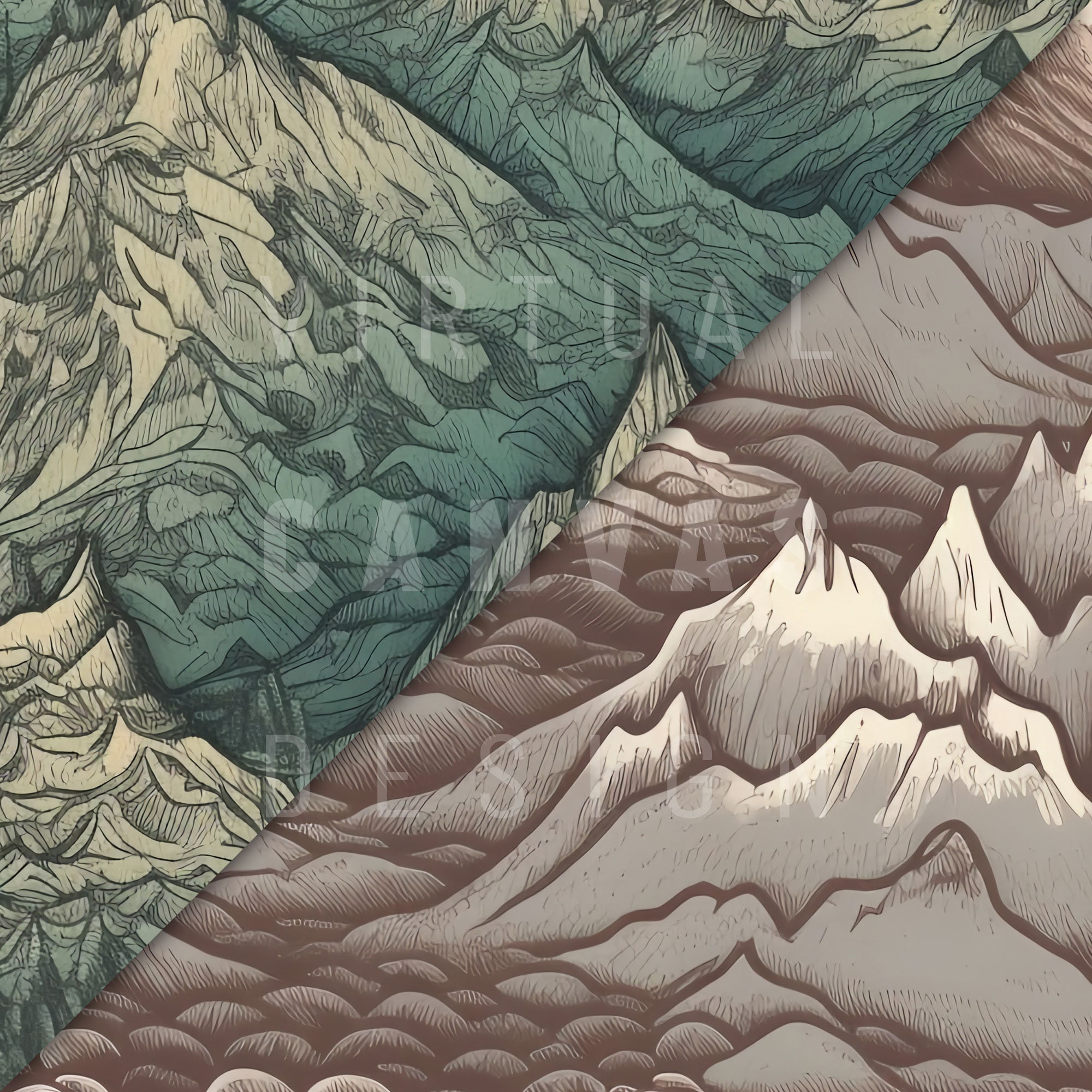 Mountain Marvels Patterns Seamless Set Downloadable Seamless - Etsy