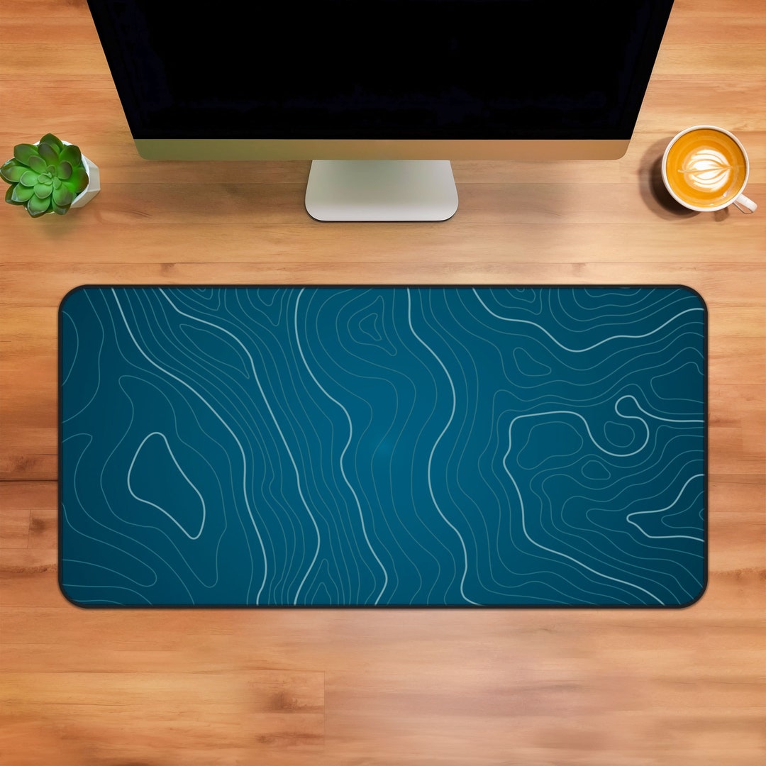 Topographic Map Blue Mouse Pad, Gaming Smooth Surface Mousepad for ...