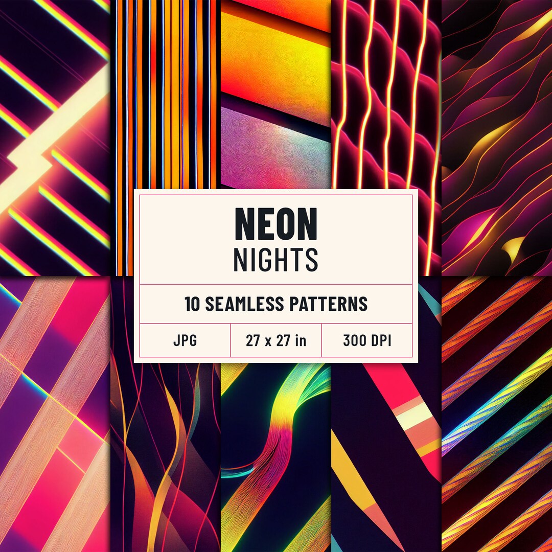 Neon Nights Patterns Seamless Collection, Printable Images Seamless ...