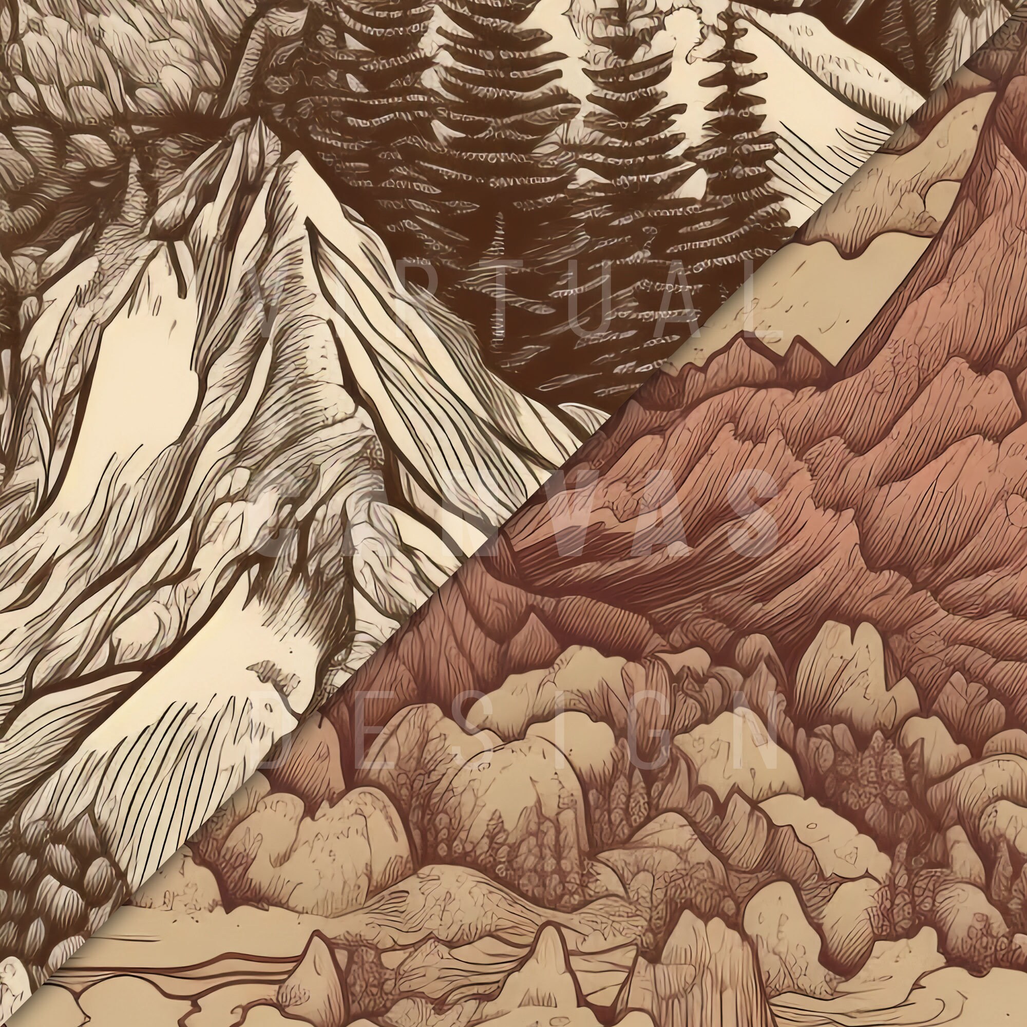 Mountain Marvels Patterns Seamless Set Downloadable Seamless - Etsy