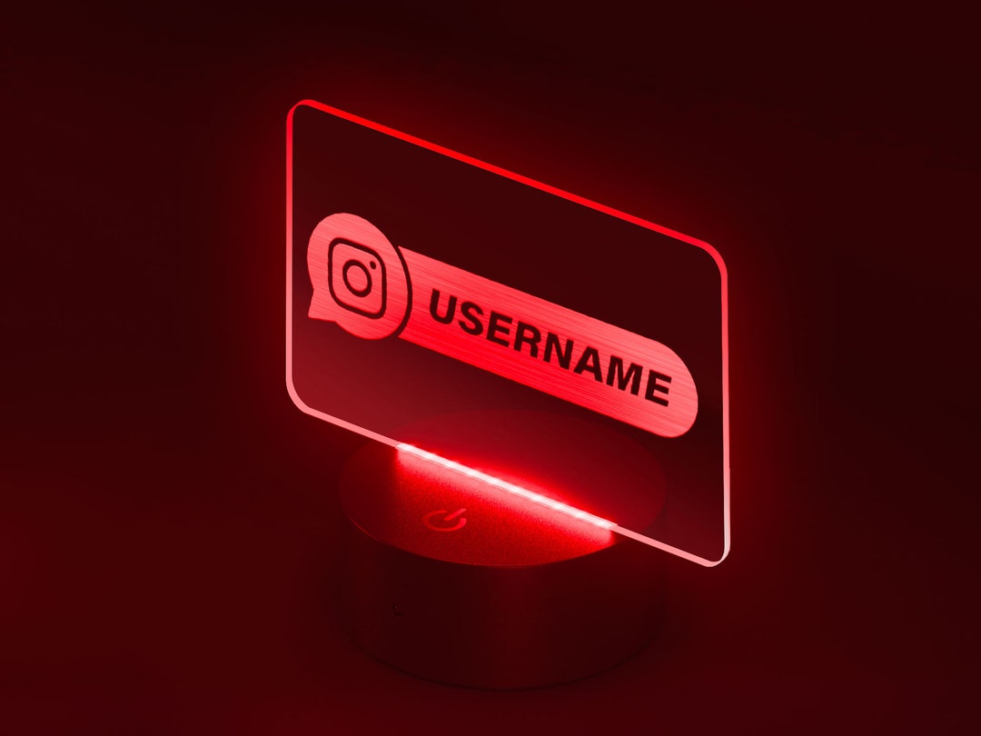 Custom Instagram Handle LED Sign, Personalized Social Media Username ...