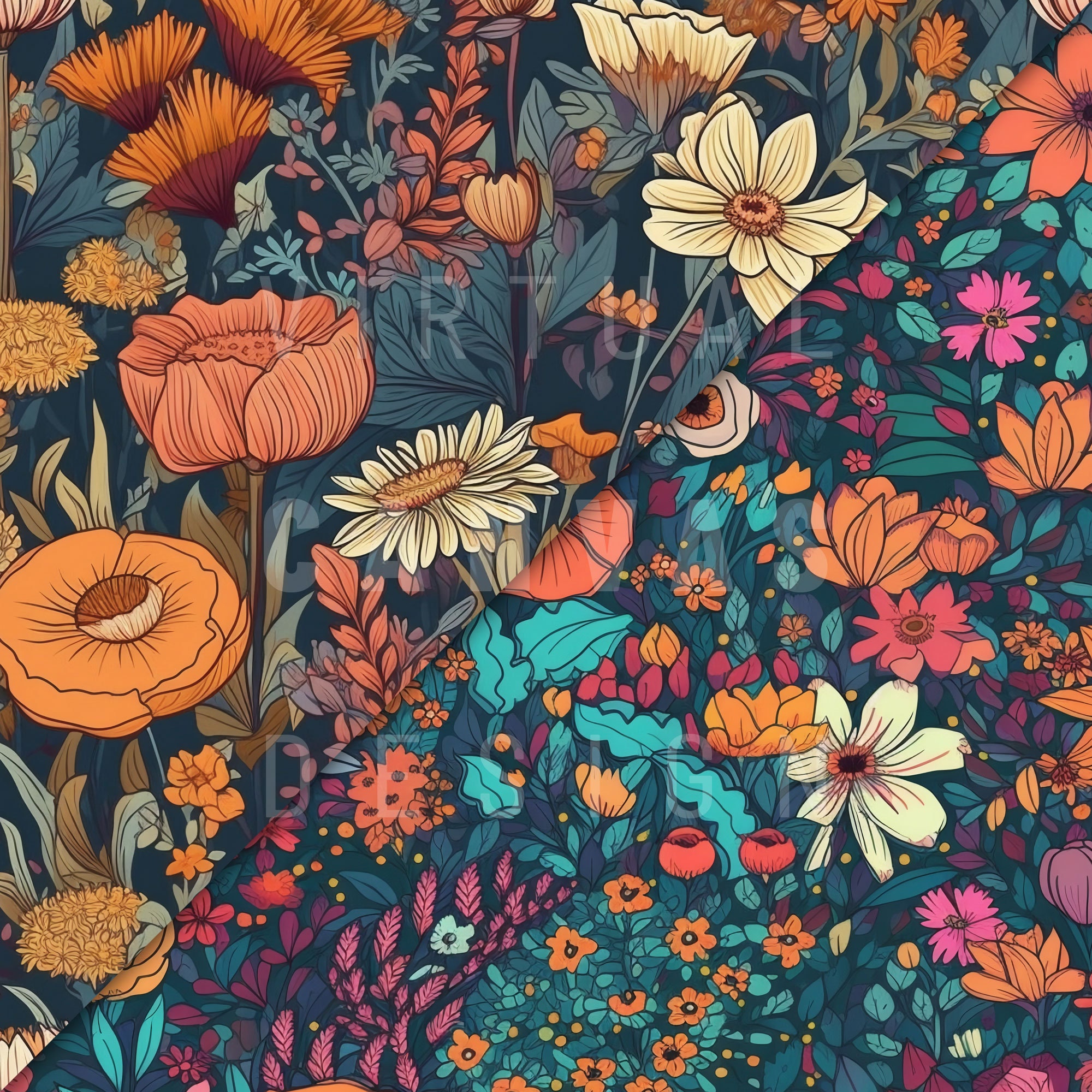 Flower Fields Patterns Seamless Collection, Printable Images Seamless ...