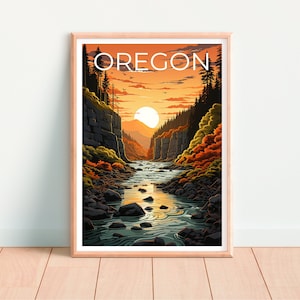 Oregon Travel Poster, Trees Wall Art, Forest Print, Nature Poster ...