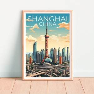 Shanghai Travel Poster, China Wall Art, China Print, Shanghai Poster ...