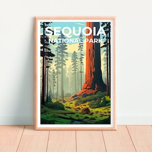Sequoia Travel Poster, California Wall Art, California Print, Sequoia ...