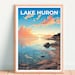 Lake Huron Travel Poster, Great Lakes Art, Great Lakes Print, Lake ...