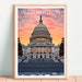 Washington DC Travel Poster, Capitol Building Wall Art, Capitol ...