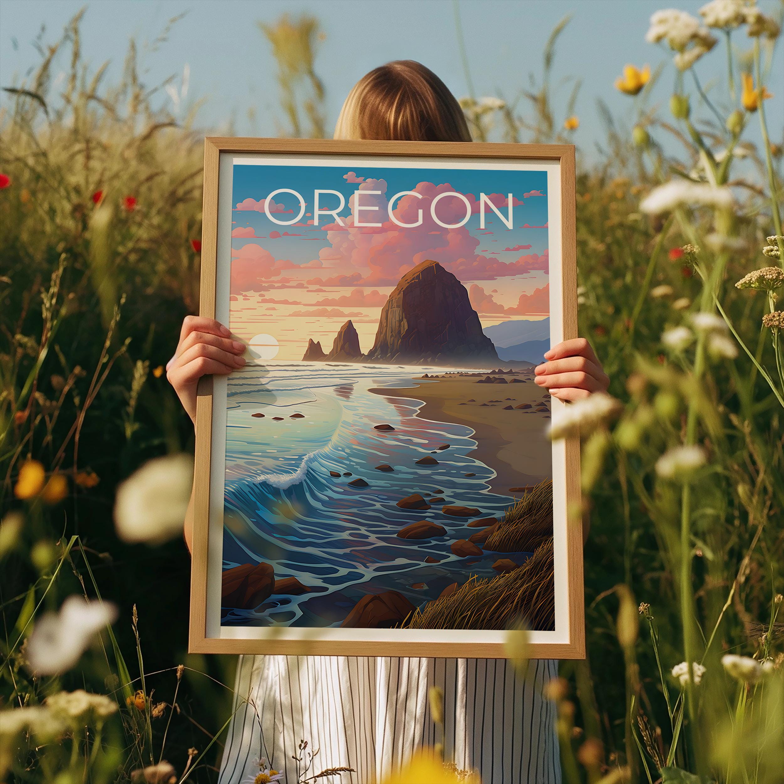 Oregon Travel Poster, Coast Wall Art, Coast Print, Oregon Poster, Coast ...