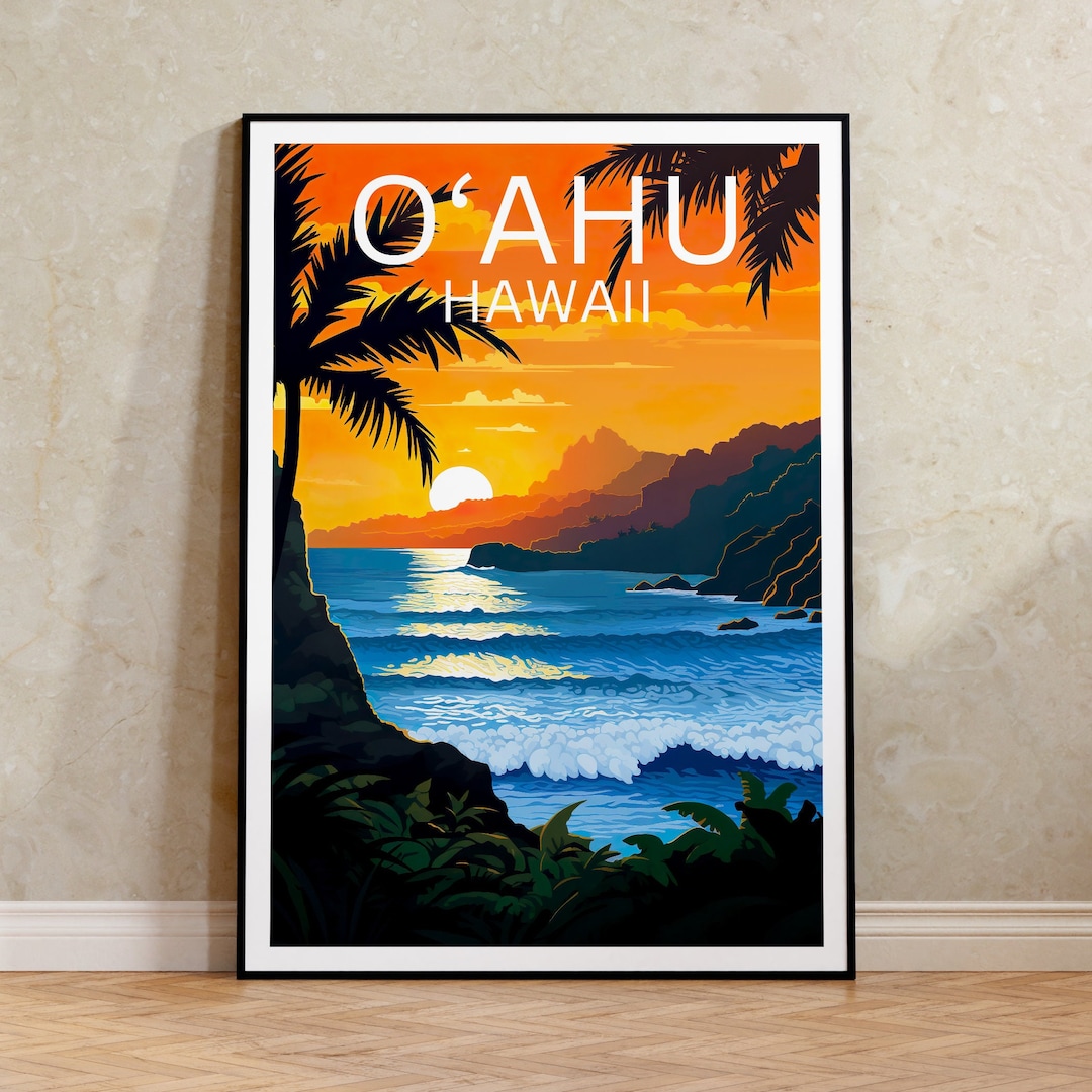 O‘ahu Travel Poster, Hawaii Wall Art, Hawaii Print, O‘ahu Poster ...