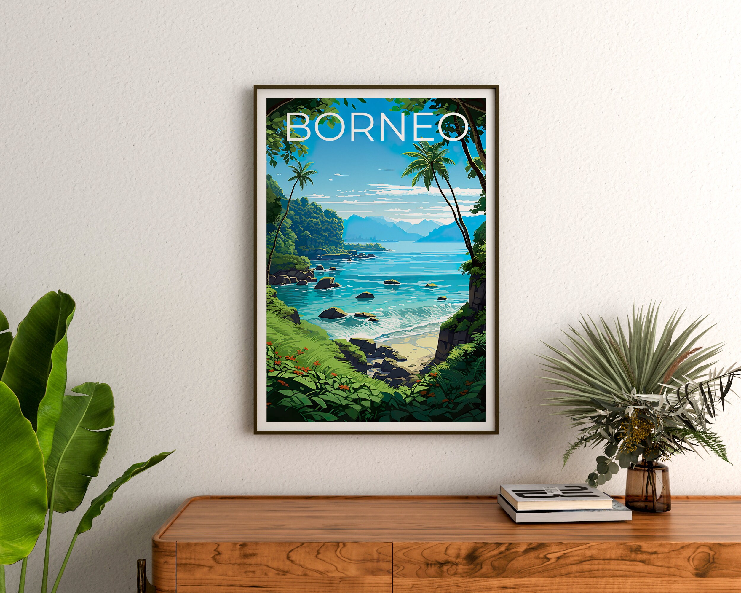 Borneo Poster, Borneo Print, Coast Art, Coast Print, Asia Travel Poster ...