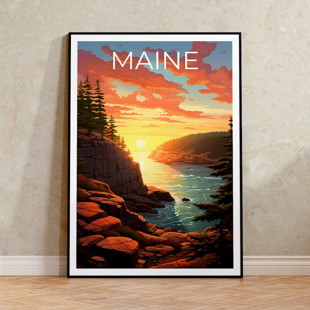 Maine Poster, Maine Print, Coast Poster, Coast Print, Maine Travel ...