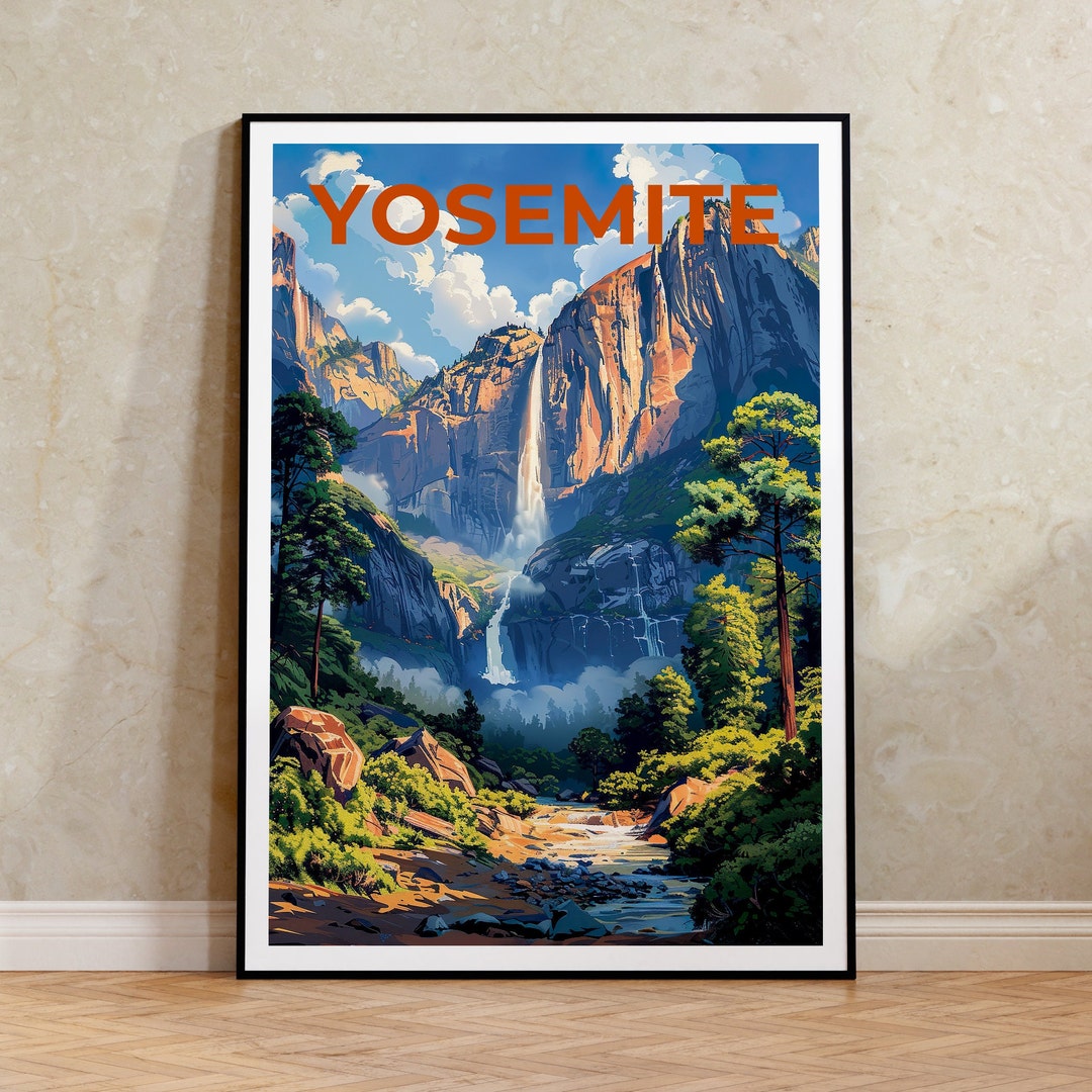 Yosemite Poster, Sentinel Falls Print, Yosemite Art, Yosemite Print ...