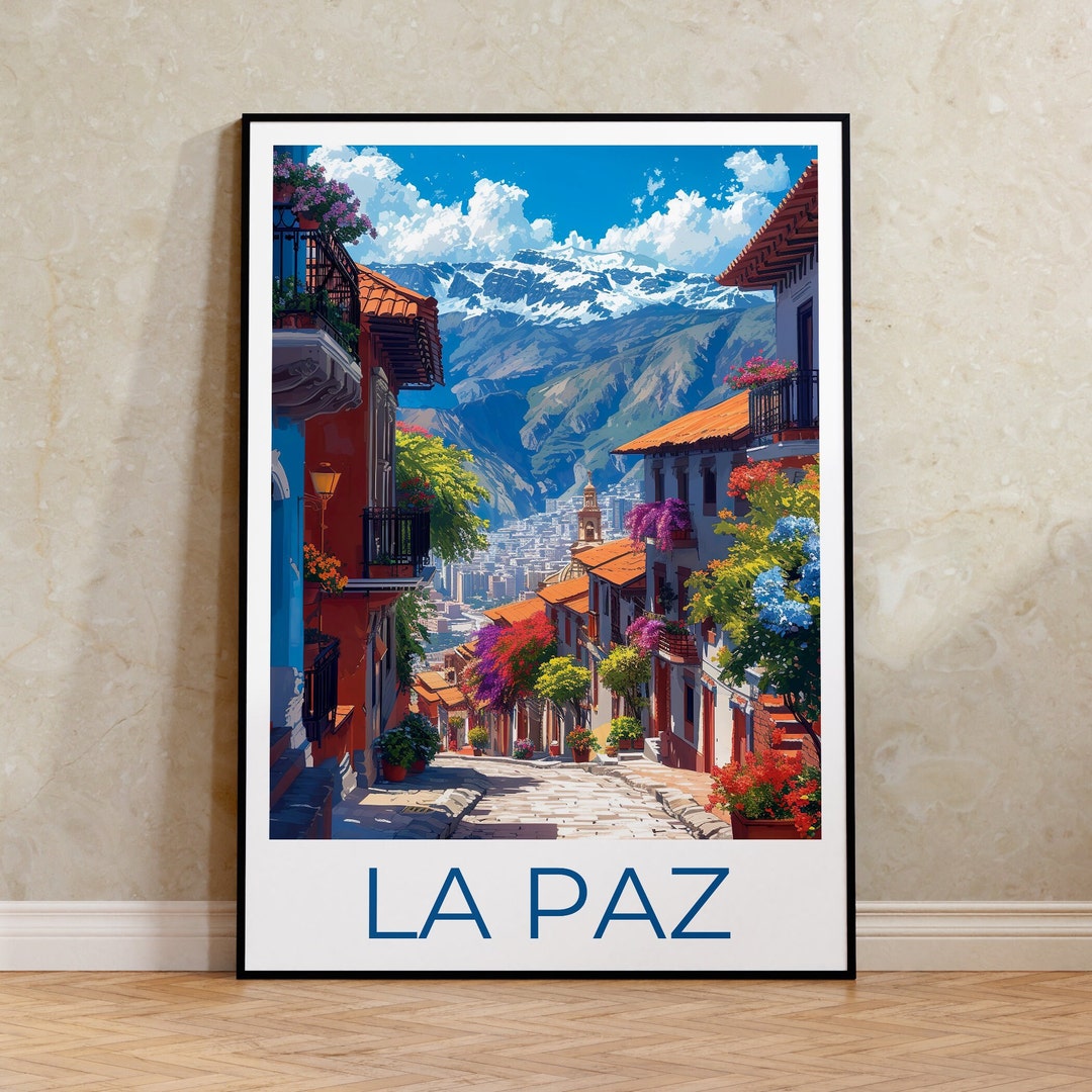 La Paz Travel Poster, Bolivia Wall Art, Bolivia Print, La Paz Poster ...