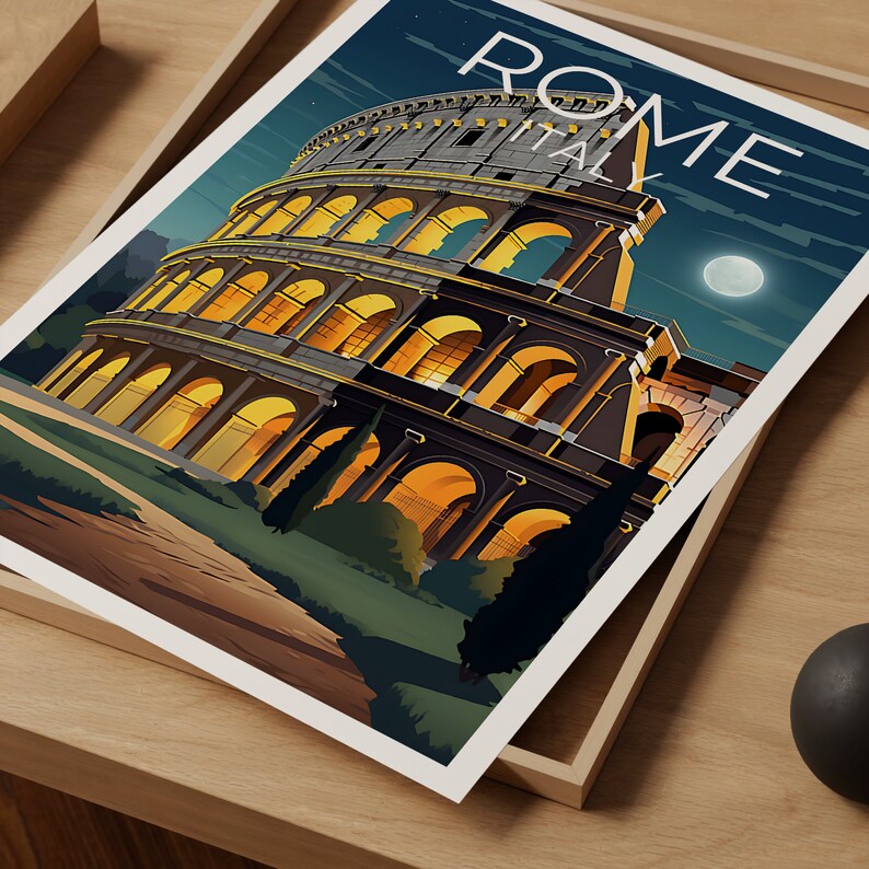 Rome Travel Poster, Colosseum Wall Art, Colosseum Print, Rome Poster ...