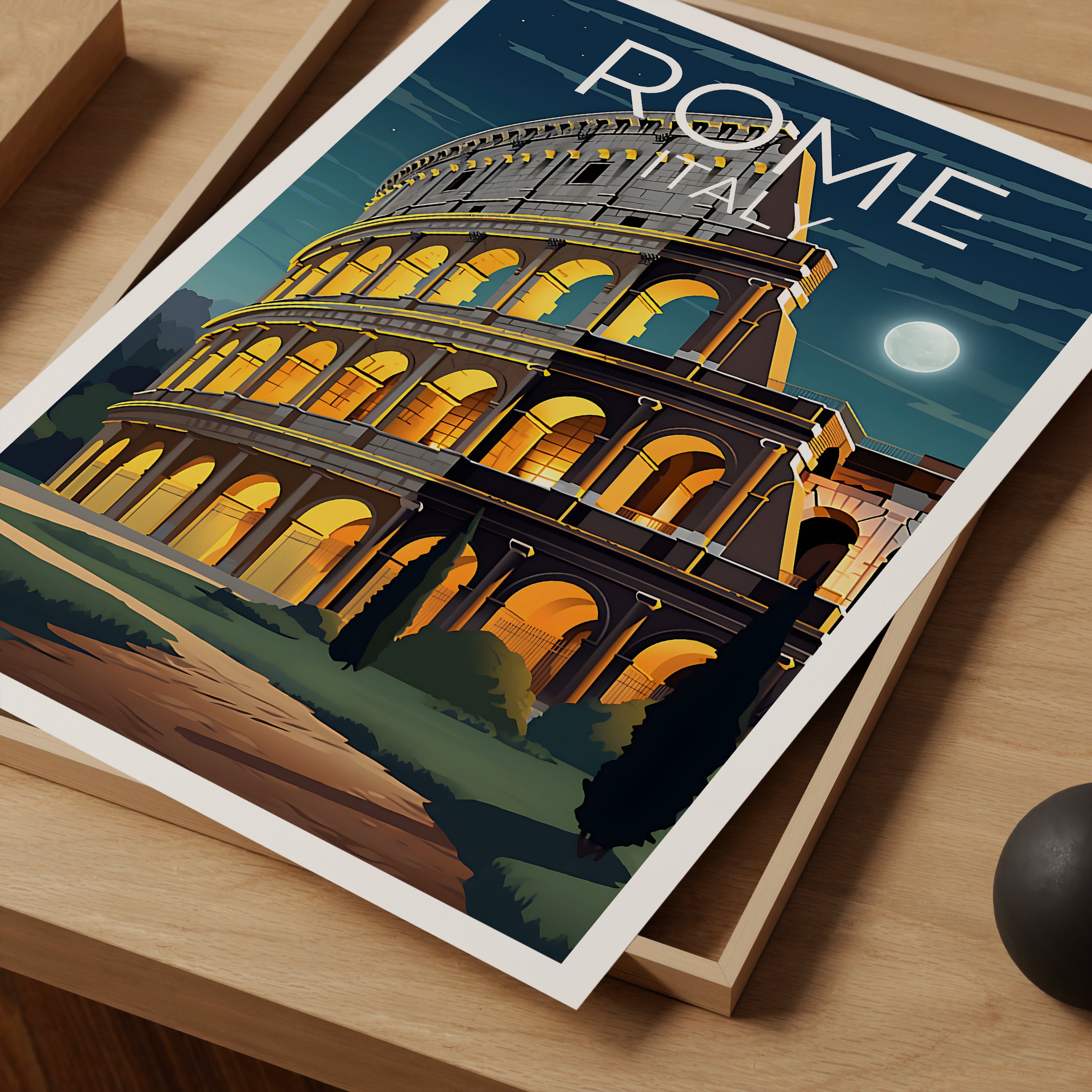 Rome Travel Poster, Colosseum Wall Art, Colosseum Print, Rome Poster ...