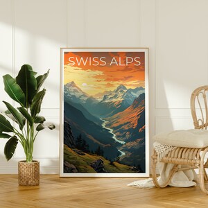 Swiss Alps Travel Poster, Switzerland Wall Art, Switzerland Print ...