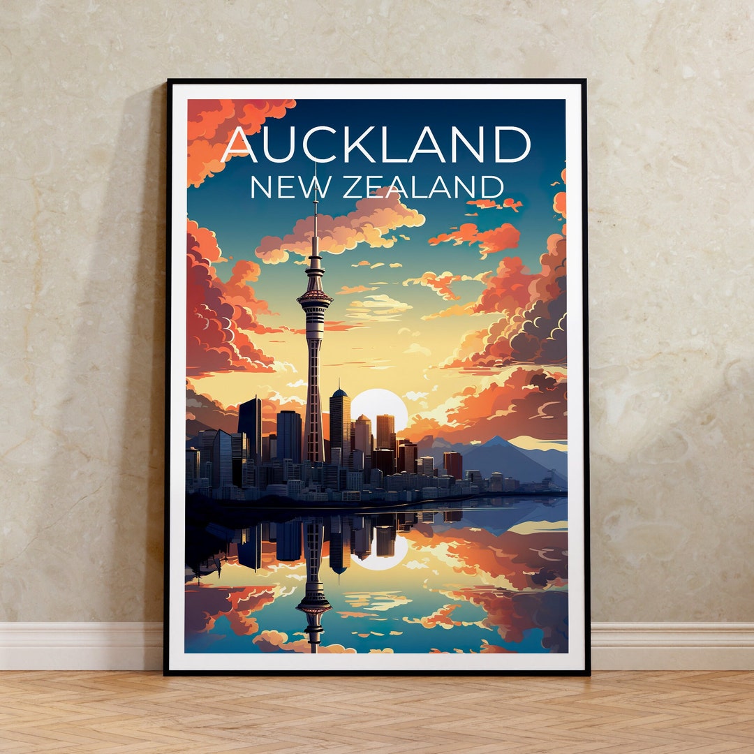 Auckland Travel Poster, New Zealand Wall Art, New Zealand Print ...