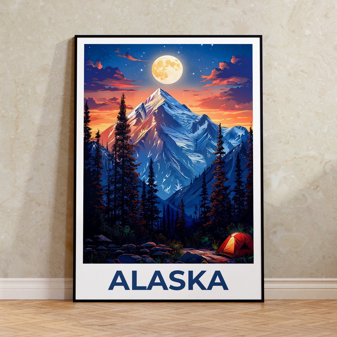 Alaska Poster, Alaska Print, Mountain Poster, Mountain Print, Alaska ...